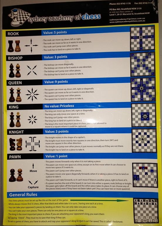 Poster (piece movements) | Sydney Academy of Chess